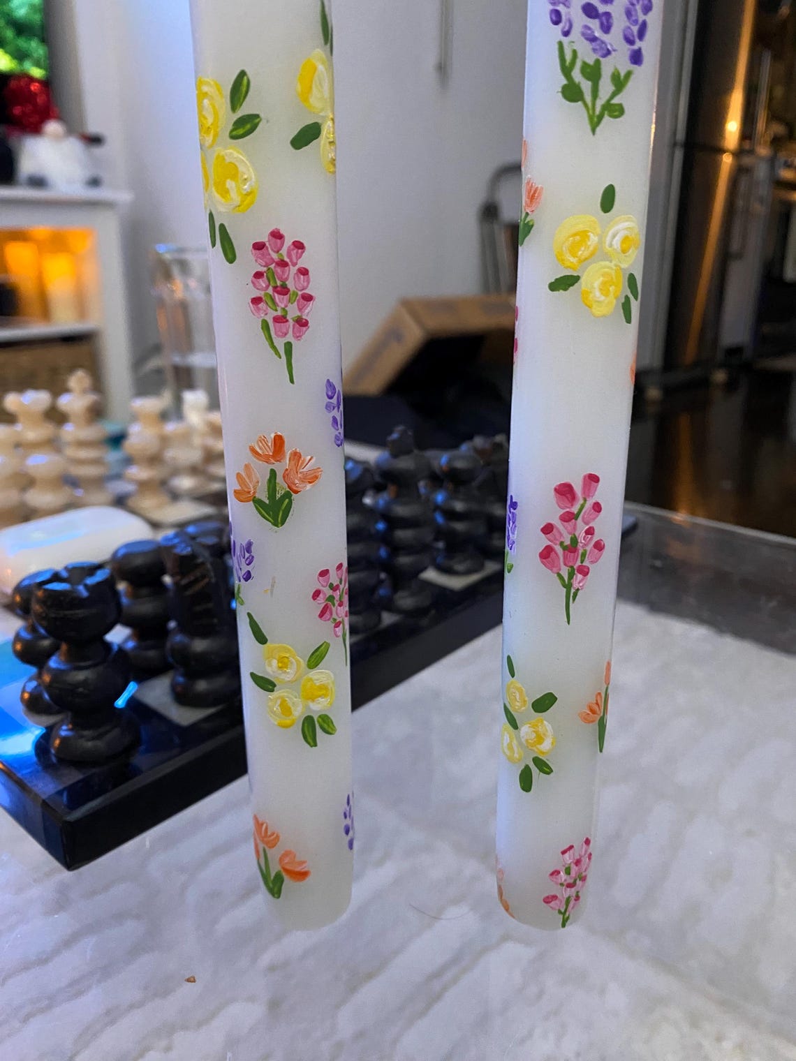 Spring Flowers Hand Painted 10" Taper Candle - Set of 2 - Etsy