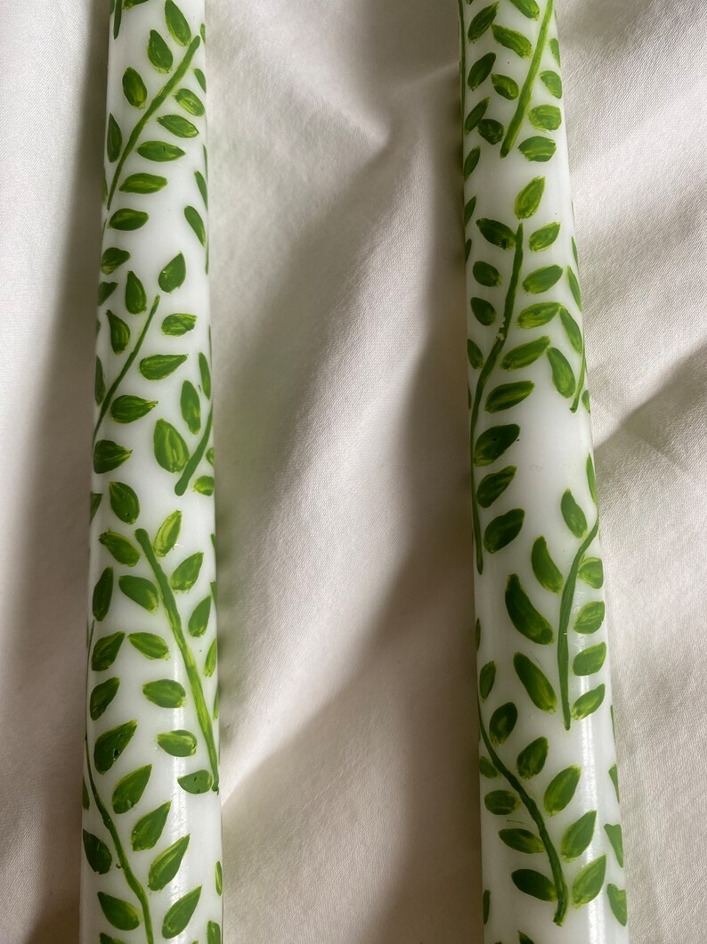 Vines of Leaves Hand Painted 10 Taper Candles - Etsy