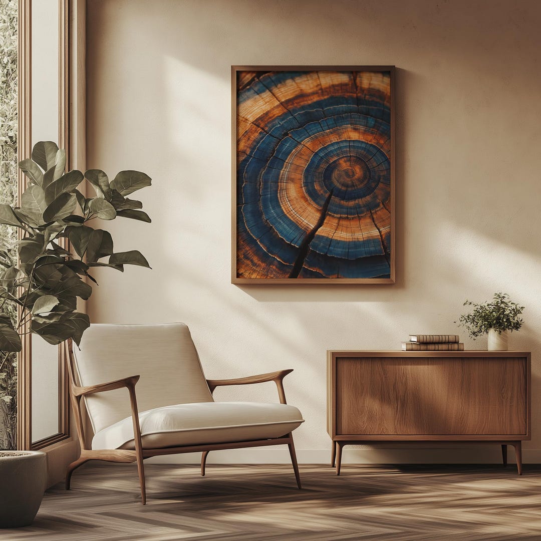 Oak Wood Tree Ring Large Wall Art Print | Rustic Nature Traditional ...