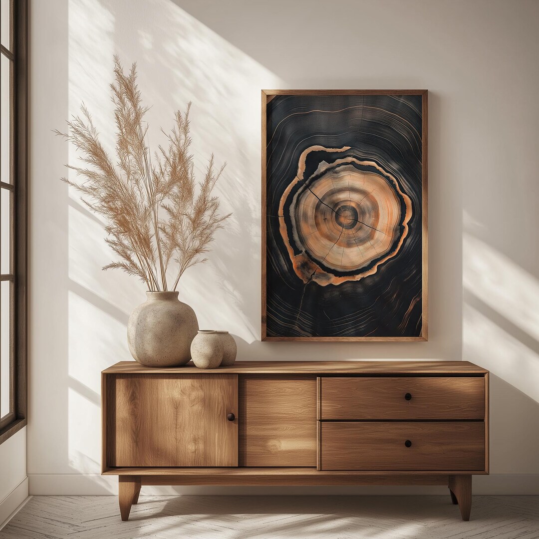 Black Oak Wood Tree Ring Wall Art Print | Unframed Sustainable Nature ...