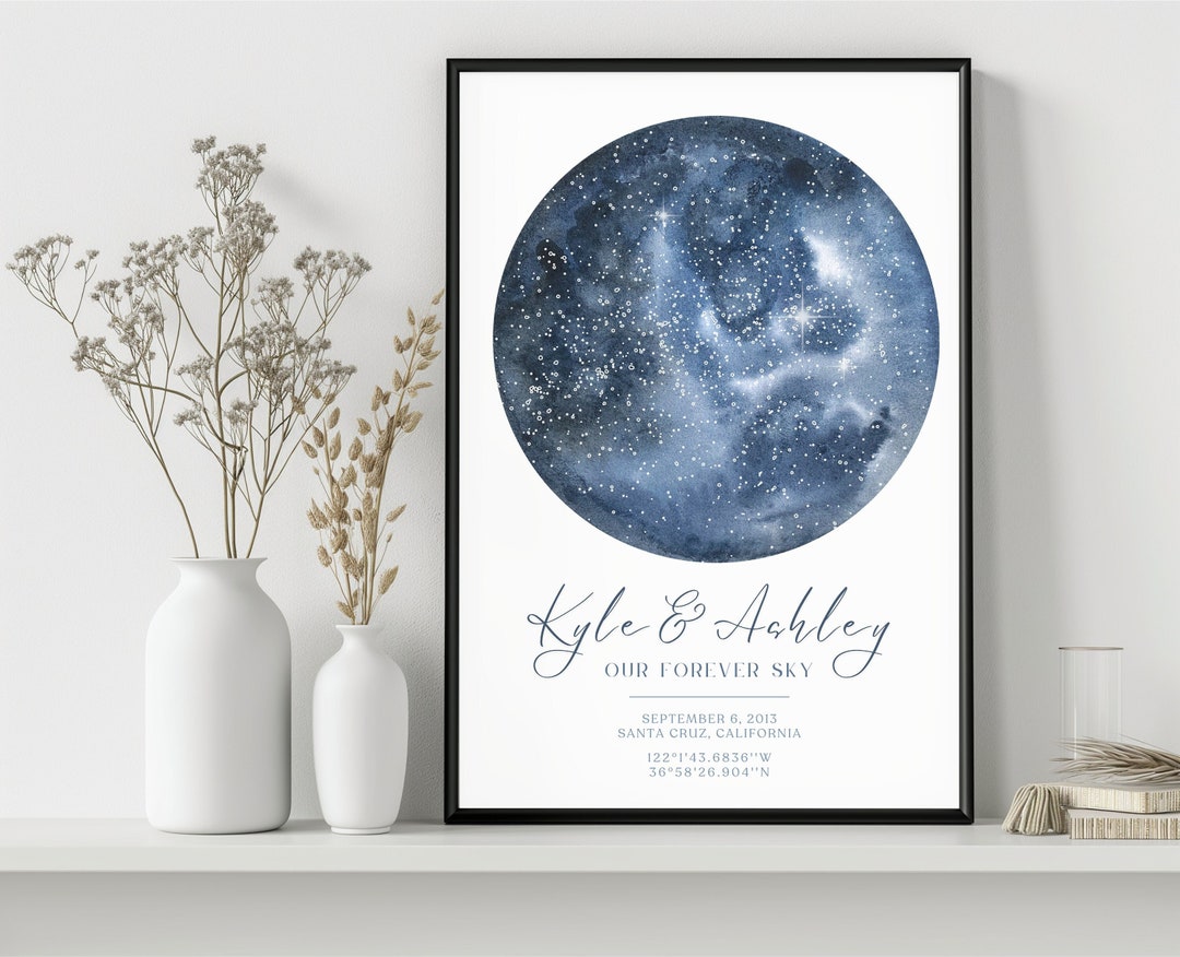 Custom Star Map by Date: Personalized Night Sky Print, the Night We Met ...
