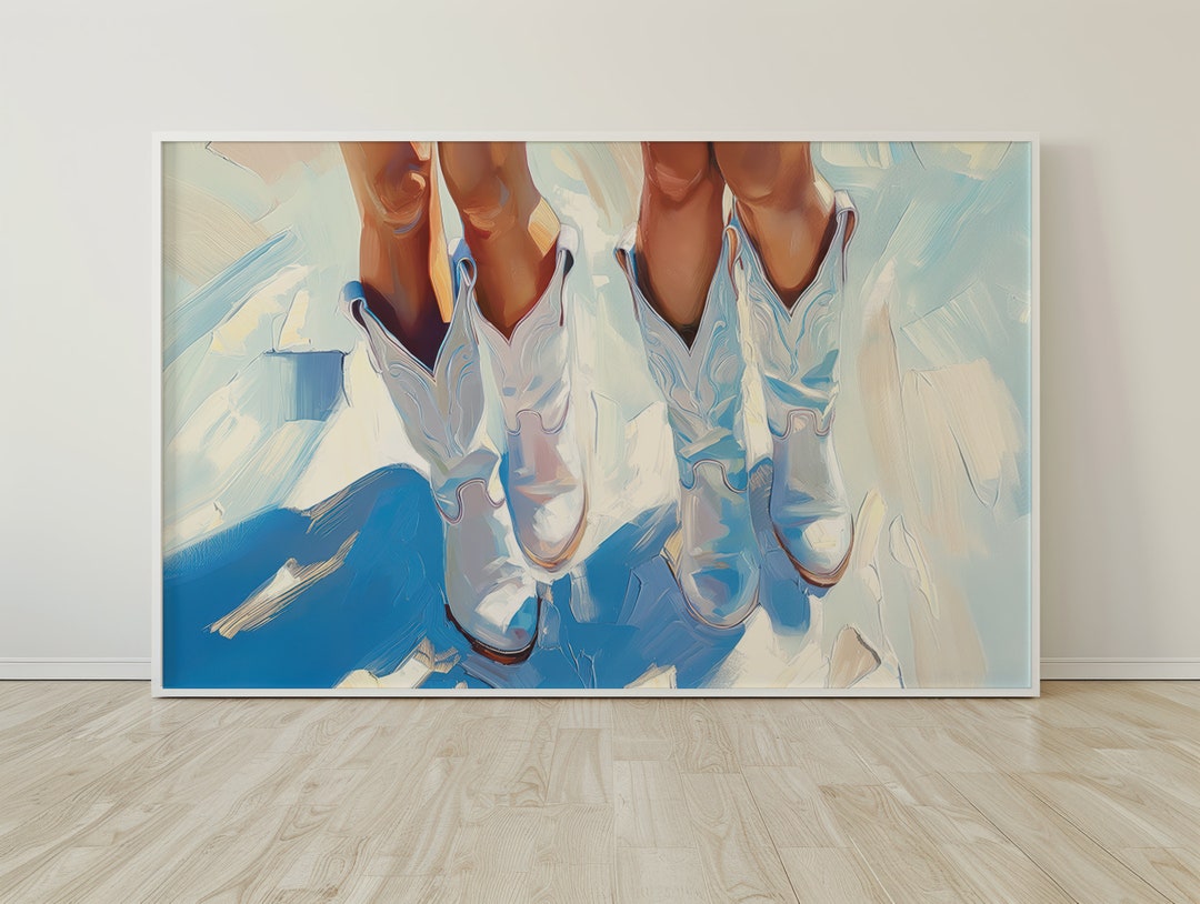 Cowgirl Boots Western Wall Art Printable | Coastal Oil Painting ...