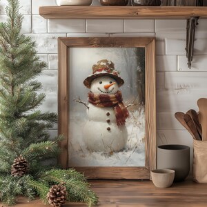 Rustic Snowman Art Printable for Holiday Country Winter Farmhouse Decor ...