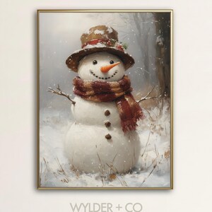 Rustic Snowman Art Printable for Holiday Country Winter Farmhouse Decor ...