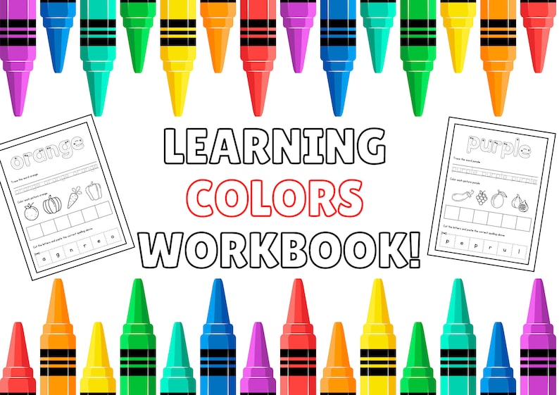 Learning Colors Worksheet Bundle: Cut and Color (printable Worksheets ...