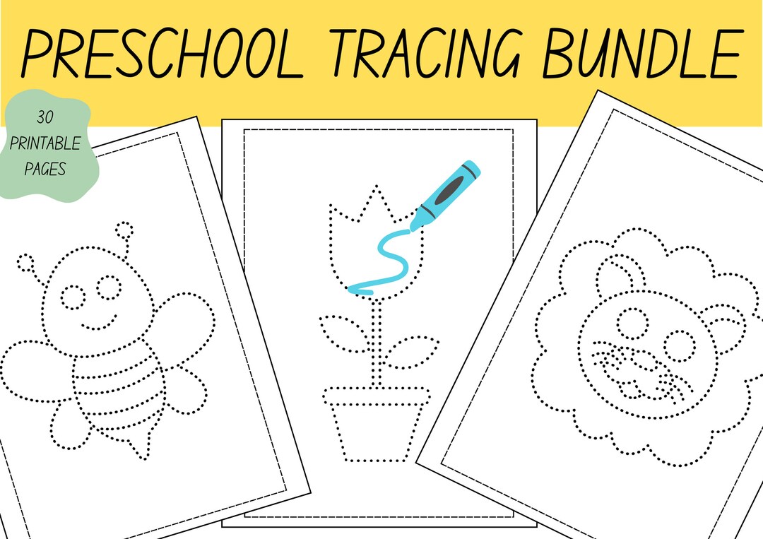 Tracing Worksheets | Learning to Trace Bundle Set | Animal and Spring ...