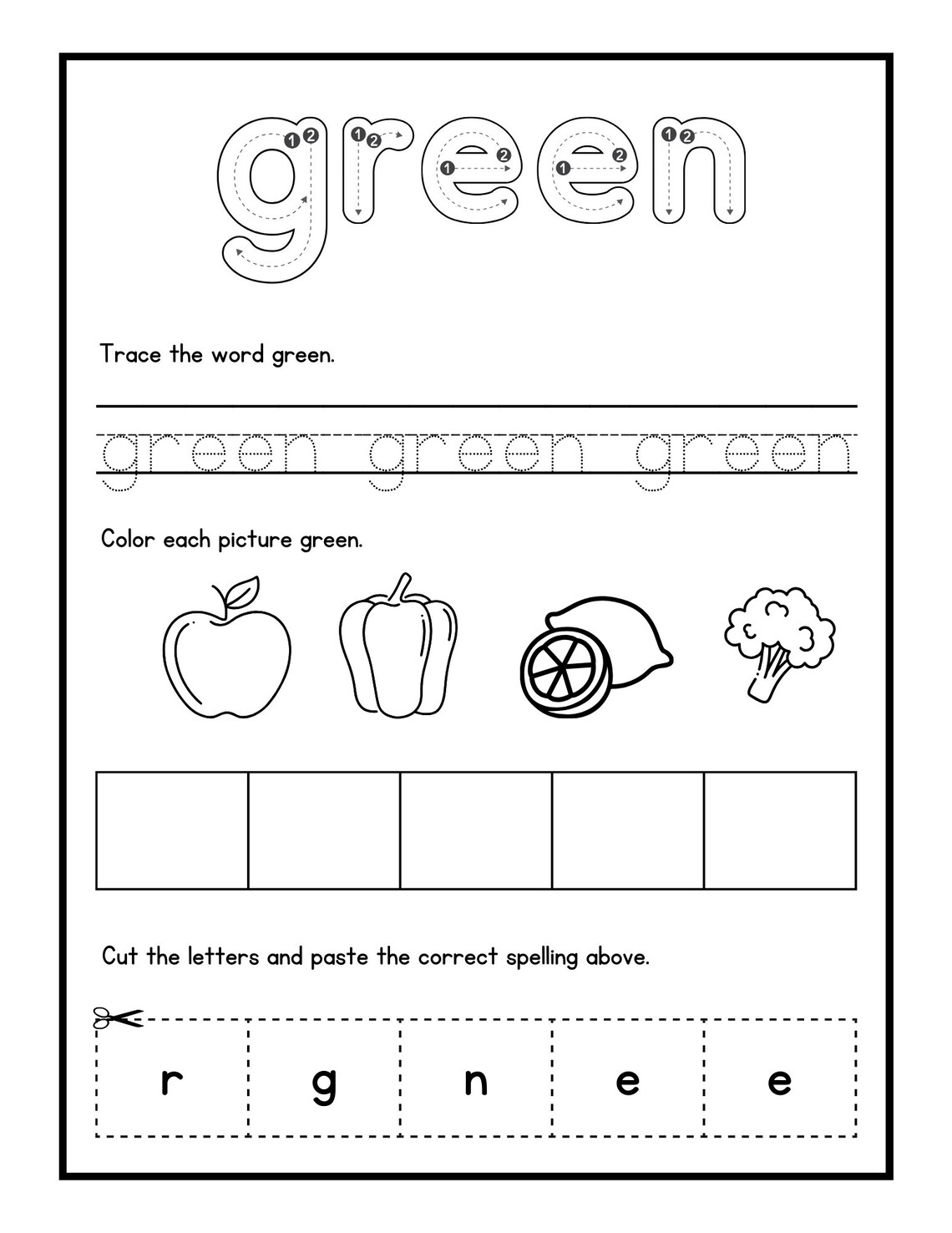 Learning Colors Worksheet Bundle: Cut and Color (printable Worksheets ...
