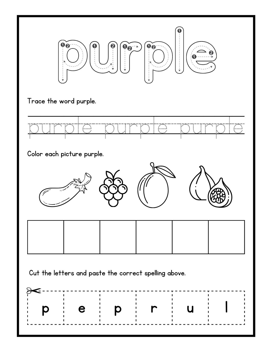 Learning Colors Worksheet Bundle: Cut and Color (printable Worksheets ...