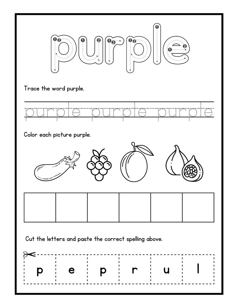 Learning Colors Worksheet Bundle: Cut and Color (printable Worksheets ...