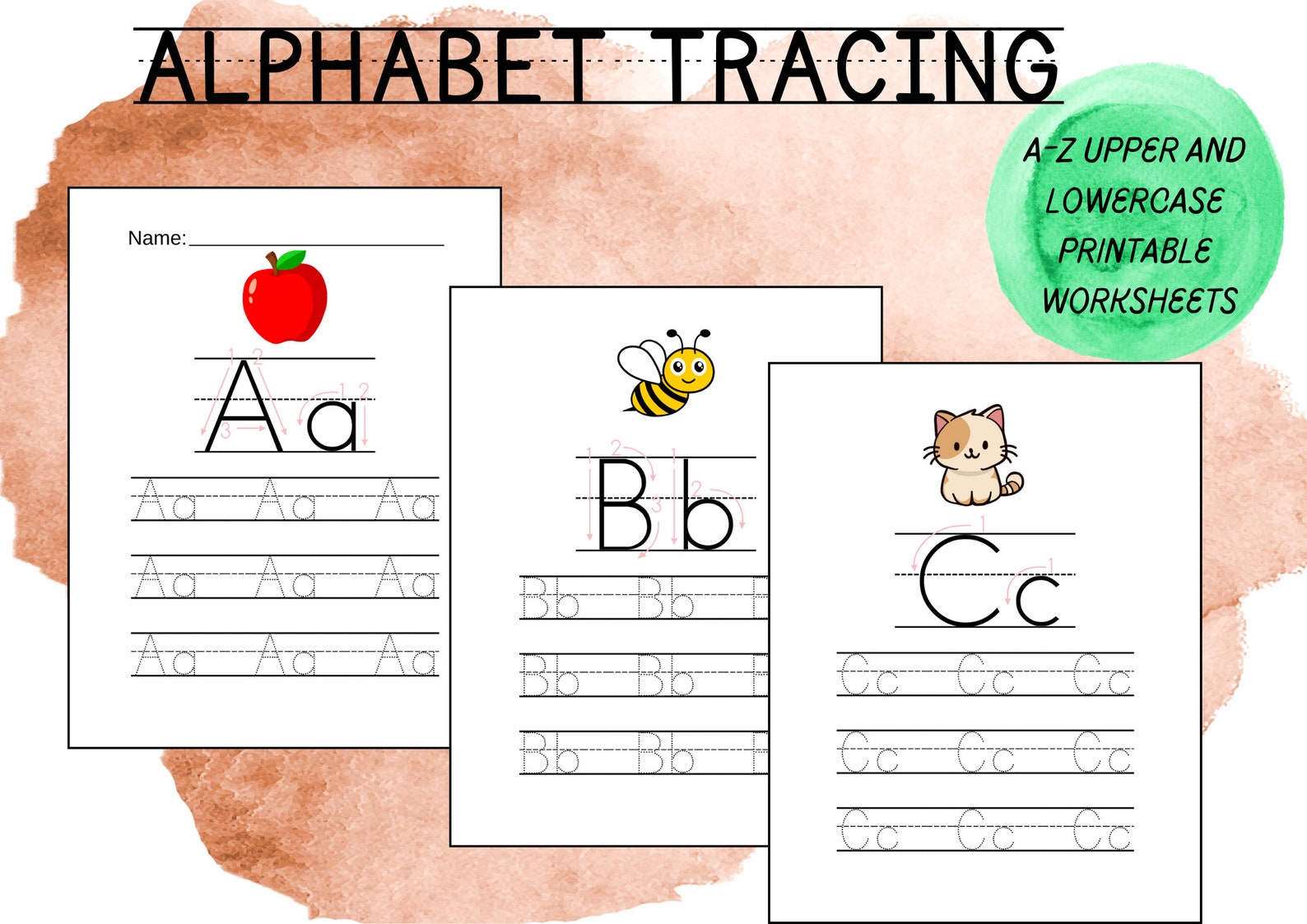 Alphabet Tracing Worksheets: A-Z Printable (digital Download) - Etsy