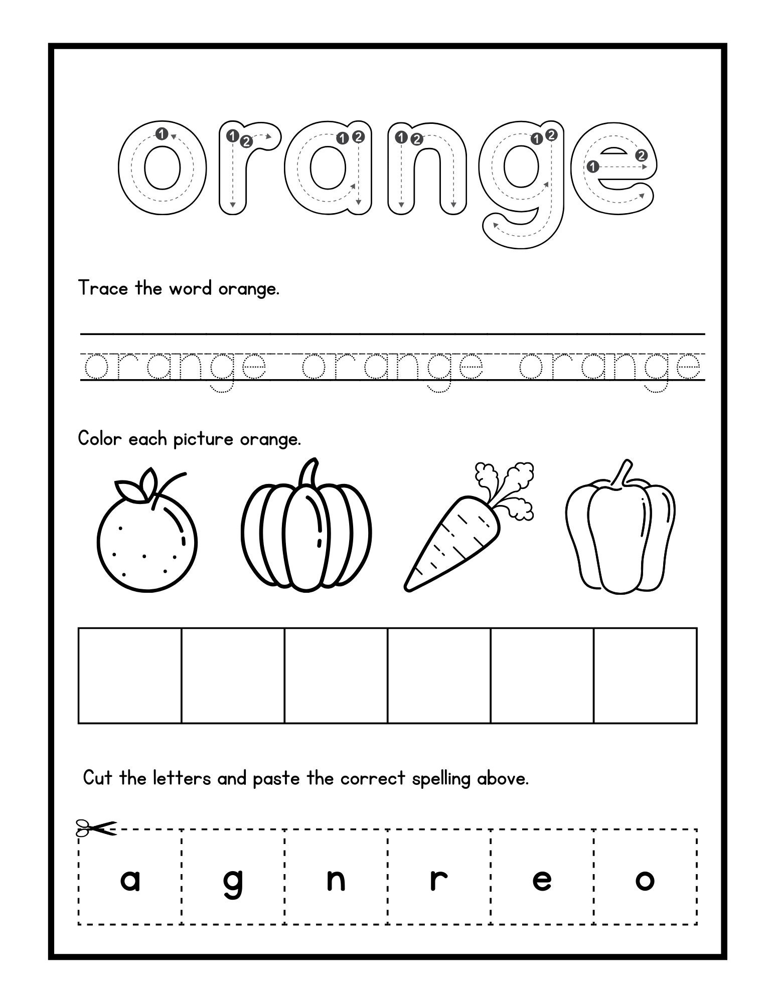 Learning Colors Worksheet Bundle: Cut and Color (printable Worksheets ...