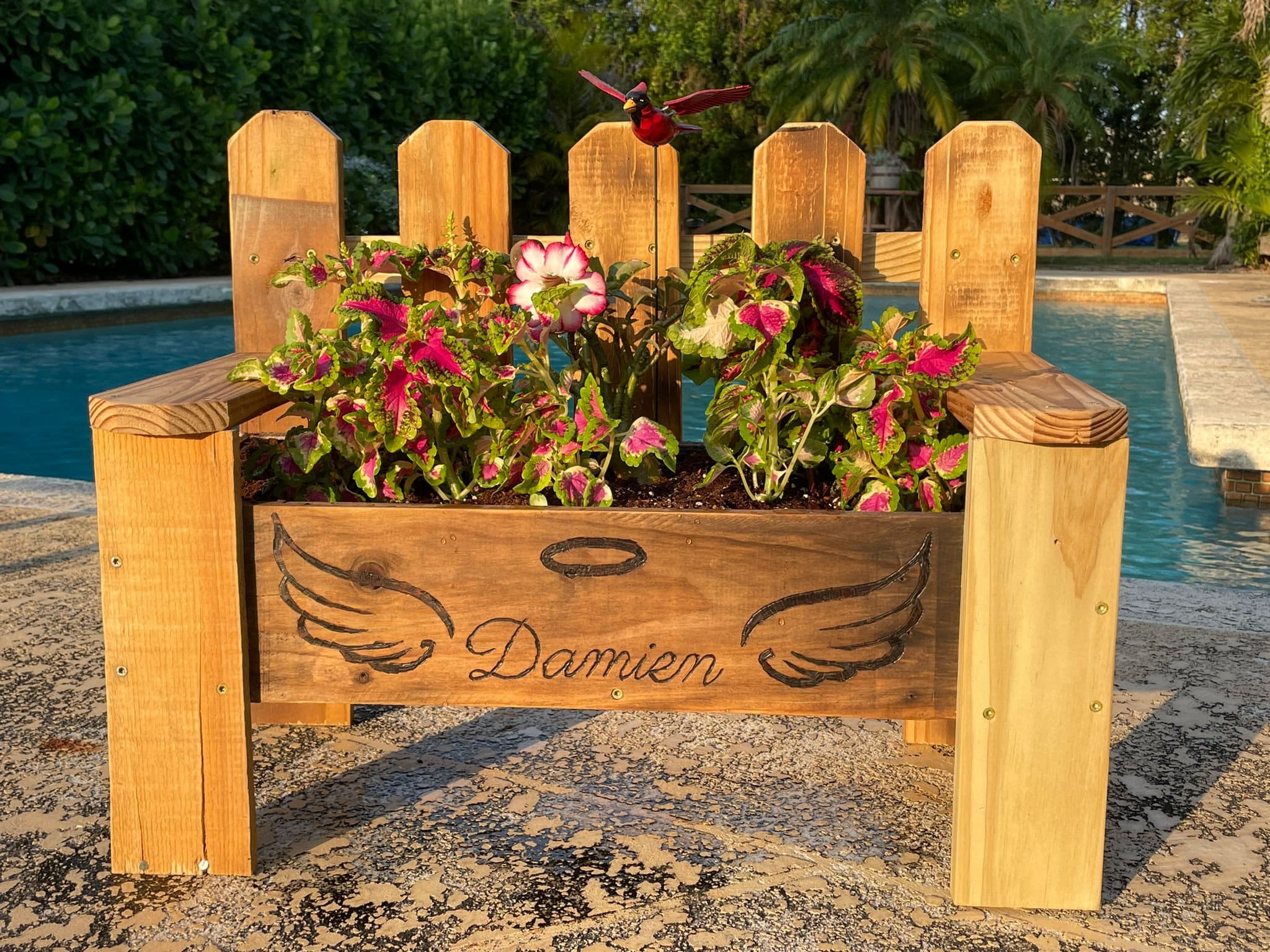 Bench flower planter store