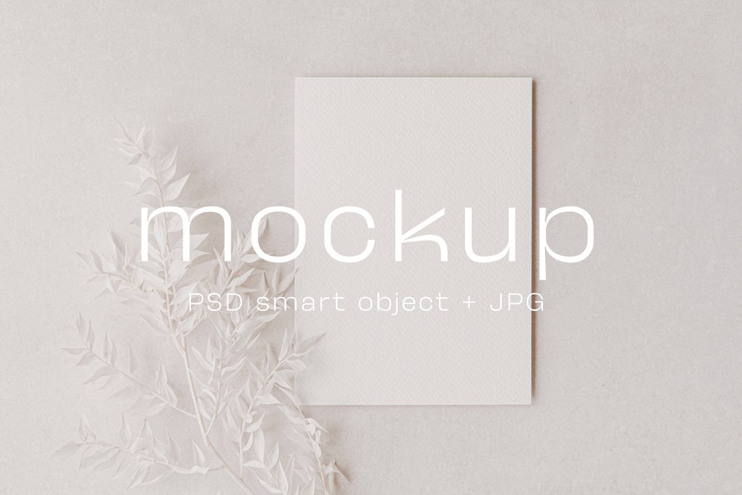 Greeting Card Mockup Simple White, 5x7 Card Mockup Smart Object ...