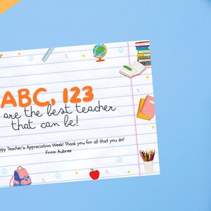 Teacher, Thank You Card Template, Editable, DIY, Teacher's Appreciation ...