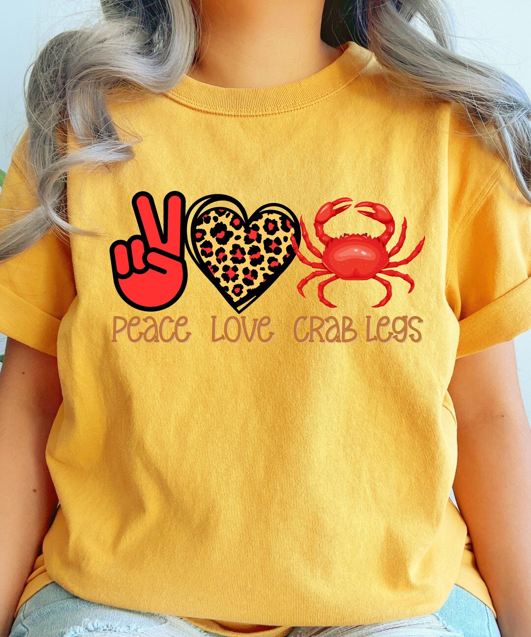 Peace Love Crab PNG, Crab Legs Digital Download, Crab Heart Leopard ...