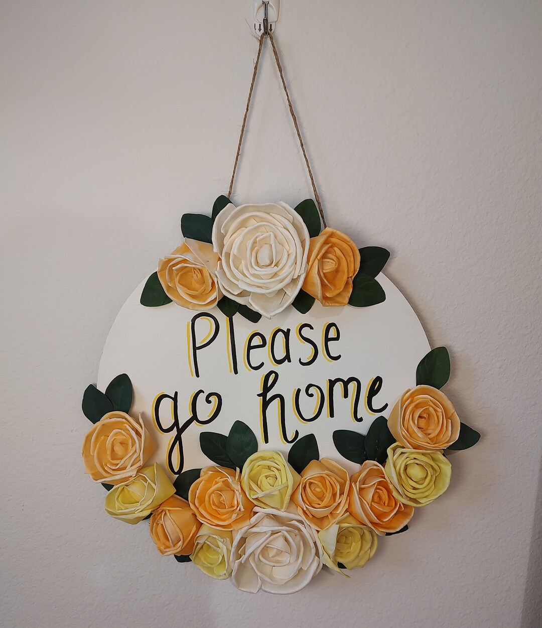 Wood Flower Wall Sign Funny Welcome Sign Floral Home Decor Mother's Day ...