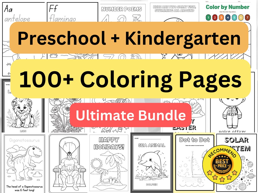 Coloring Book | Whole Shop Bundle 100+ Coloring Sheets | Preschool ...