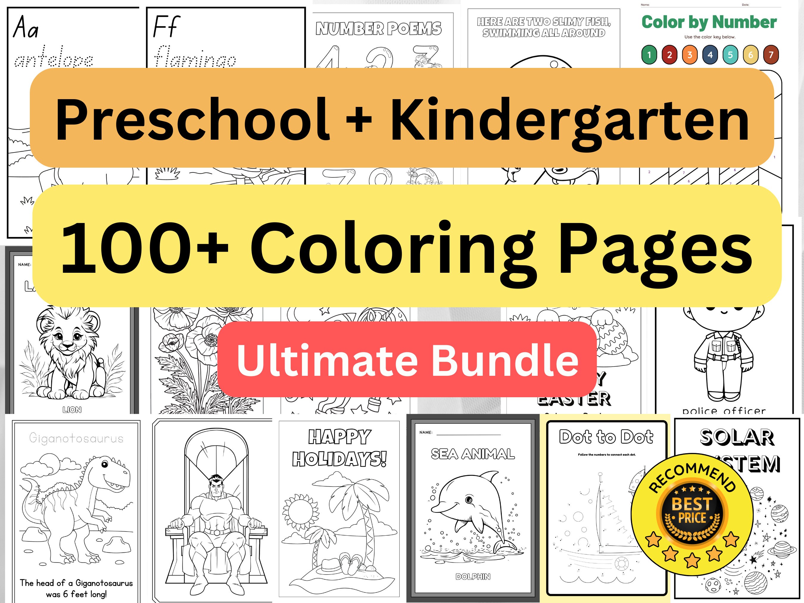 Coloring Book | Whole Shop Bundle 100+ Coloring Sheets | Preschool ...