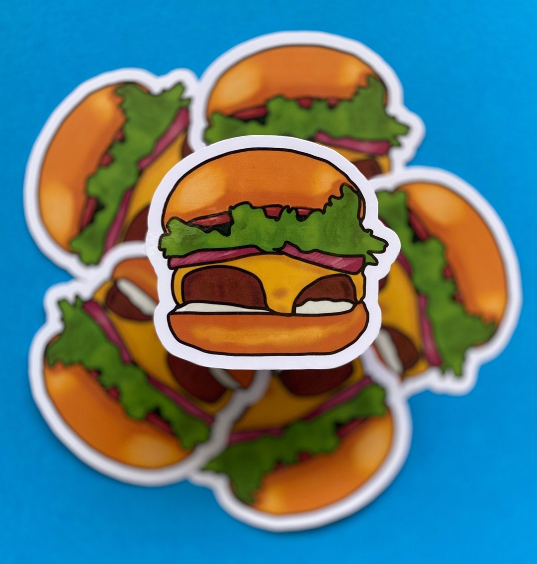 Cheeseburger, Cute Sticker, Laminated Sticker, Vinyl Sticker, Laptop ...