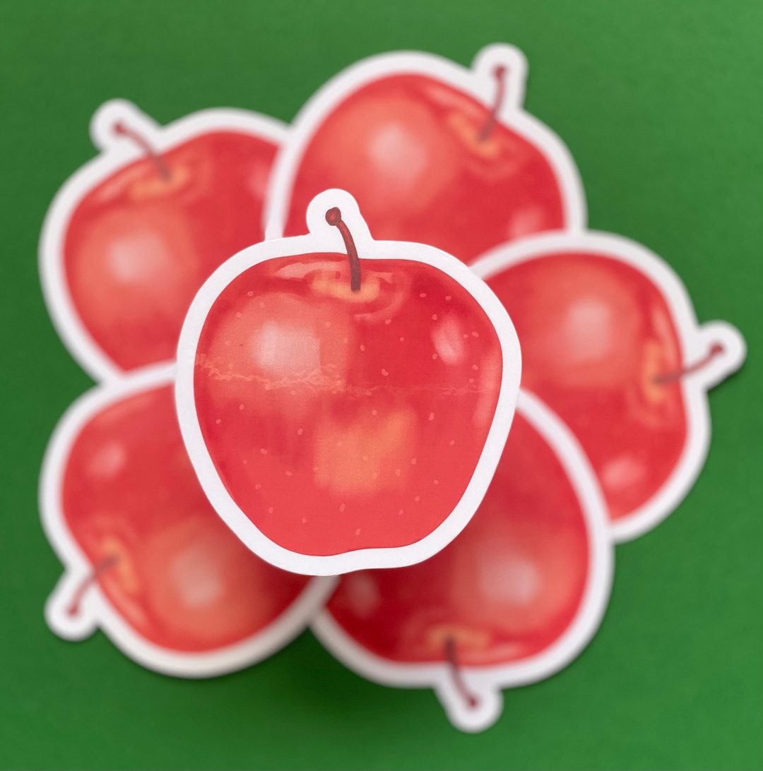 Red Apple Vinyl Sticker – Waterproof Decal for Laptop and Scrapbook - Etsy
