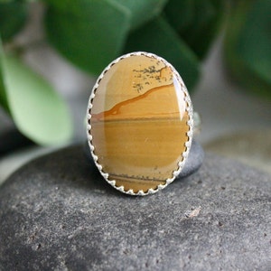 Large Oregon Owyhee Picture Jasper Statement Ring for A Man, Huge Natural Gemstone Ring ...