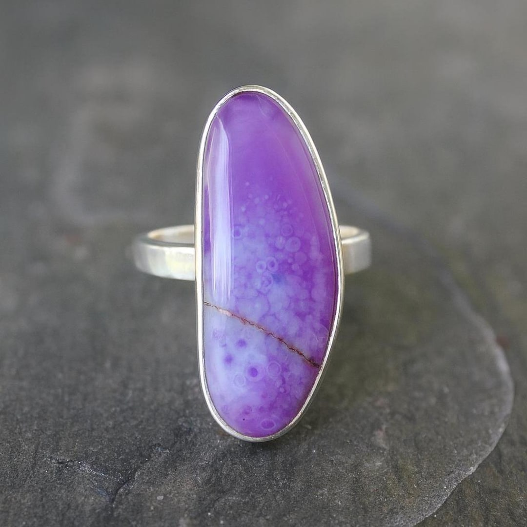 Large Oregon Holley Blue Agate Ring • Size 11 • Handmade Sterling ...