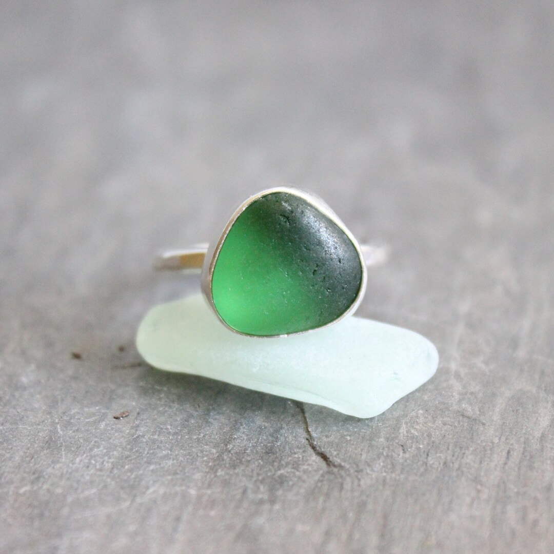 Emerald Green Sea Glass Ring for Woman Who Has Everything, Dark Green ...