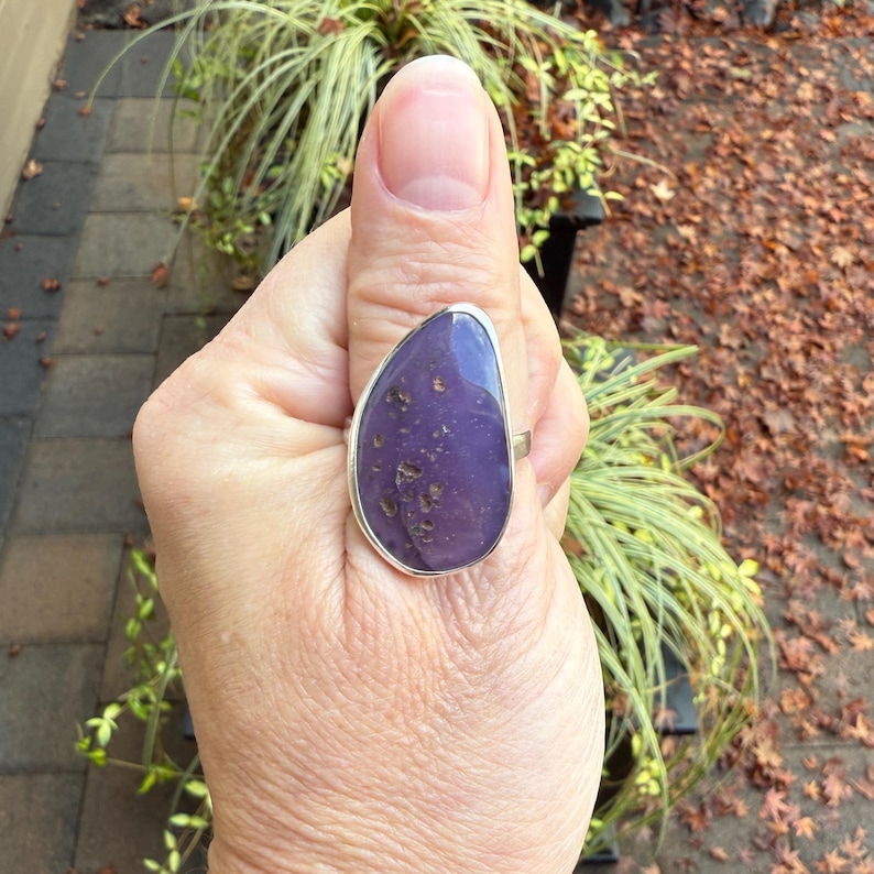 Huge Oregon Holley Blue Agate Statement Ring • Size 12 • Handmade ...