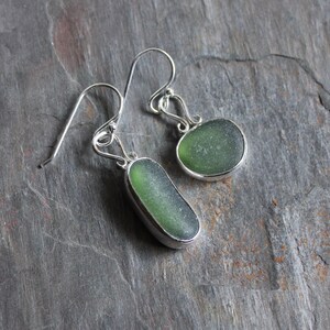 Dark Green Sea Glass Dangly Earrings, Gift for Hard to Buy for Woman ...