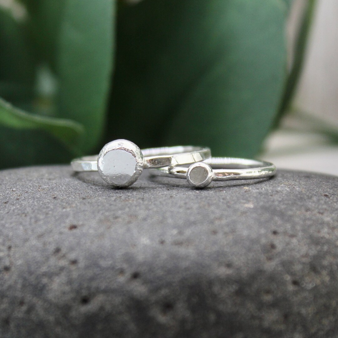 Recycled Sterling Silver Dot Stacking Ring, Hammered Stackable Ring ...