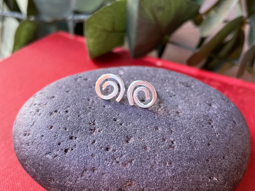 Sterling Silver Spiral Stud Earrings Cute Spiral Earrings - Etsy