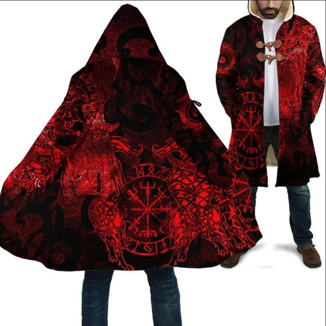 Viking Odin Tattoo 3D All Over Printed Hooded Cloak,viking Hooded Coat ...