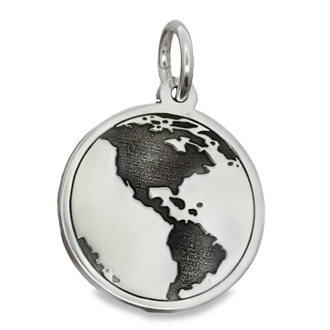 World Globe Charm in Sterling Silver BCJ1082 - Etsy
