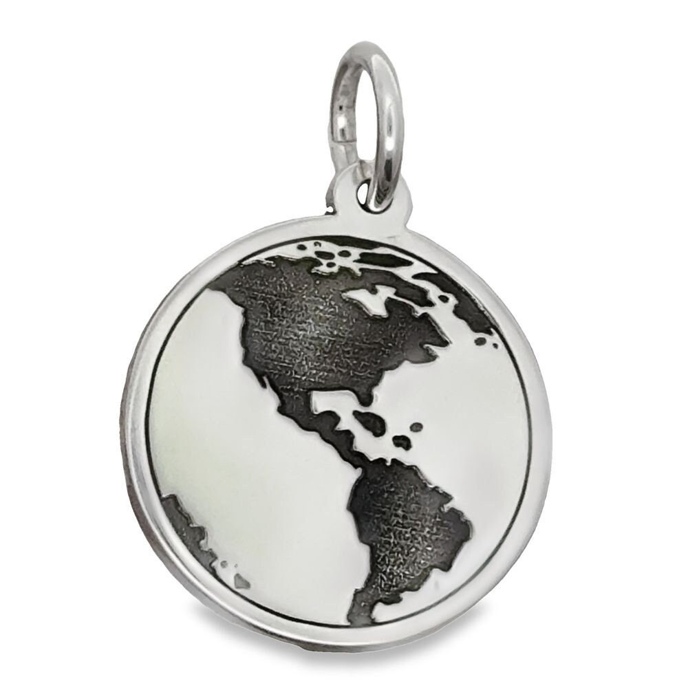 World Globe Charm in Sterling Silver BCJ1082 - Etsy