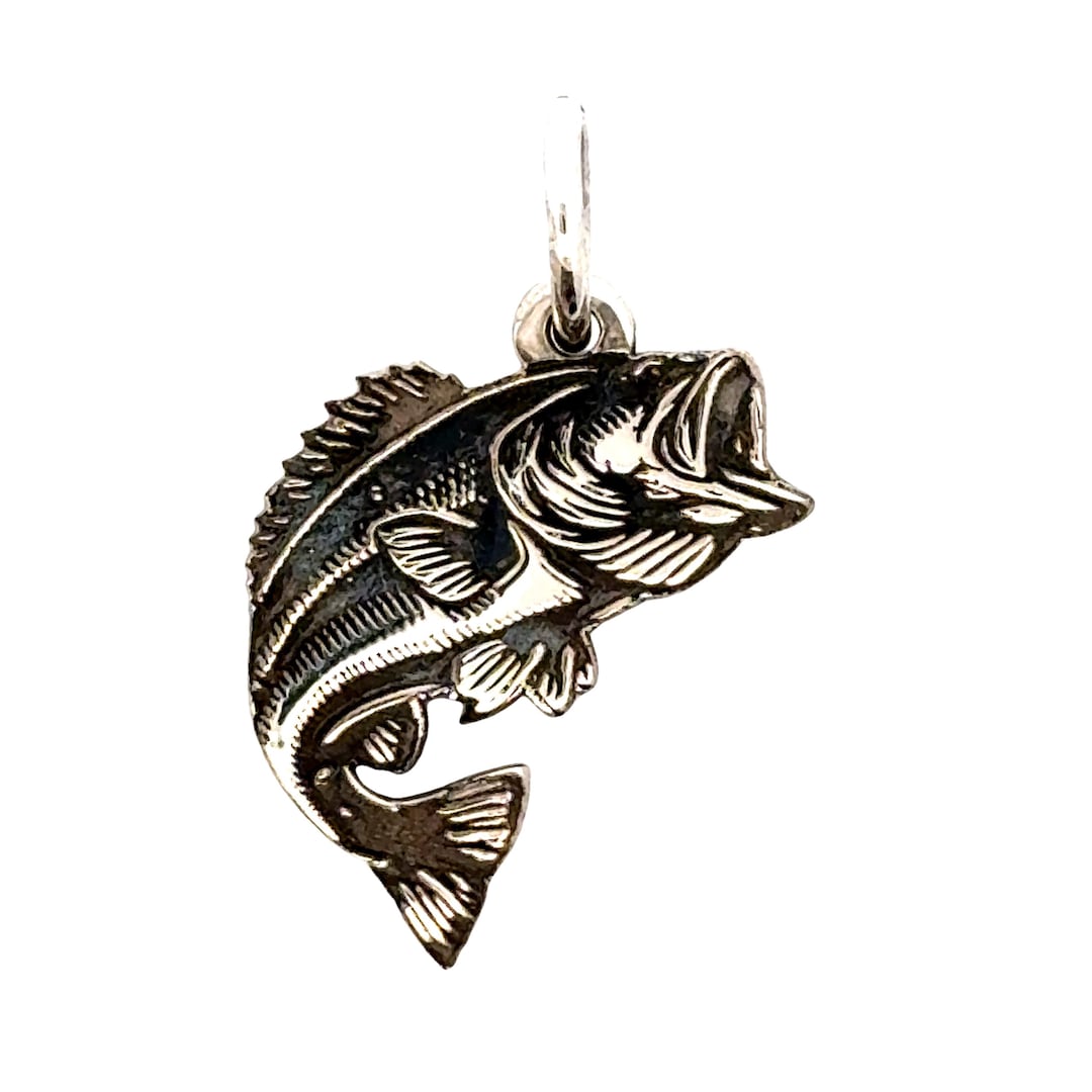 Leaping Bass Fish Charm in Sterling Silver BCJ1181 - Etsy