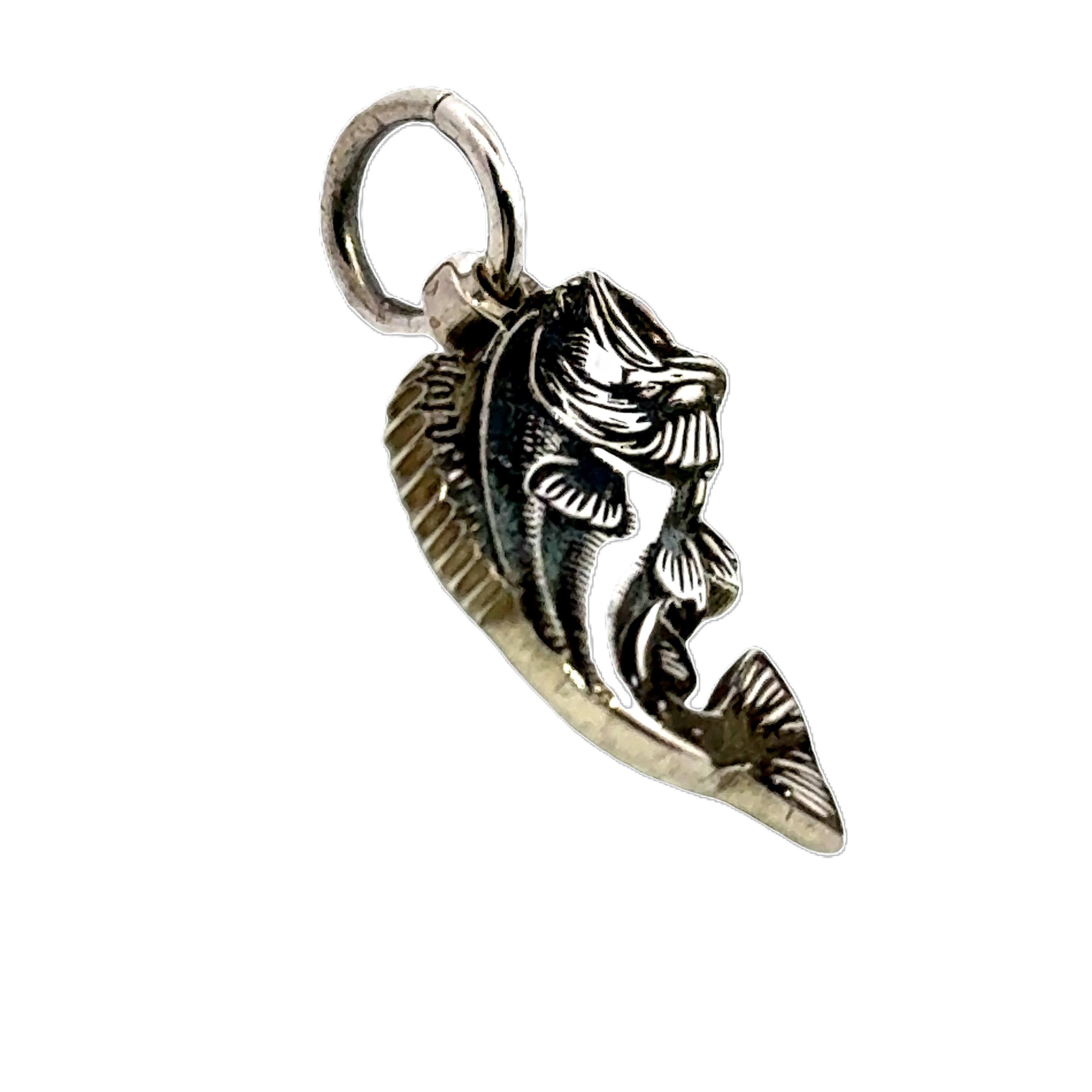 Leaping Bass Fish Charm in Sterling Silver BCJ1181 - Etsy