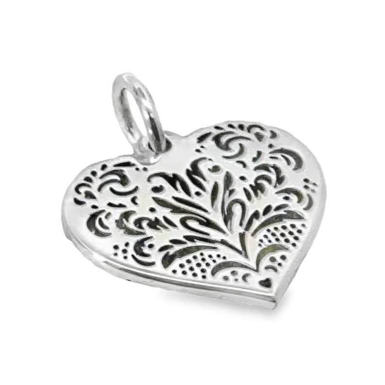 Filigree Heart Charm in Sterling Silver BCJ1083 - Etsy