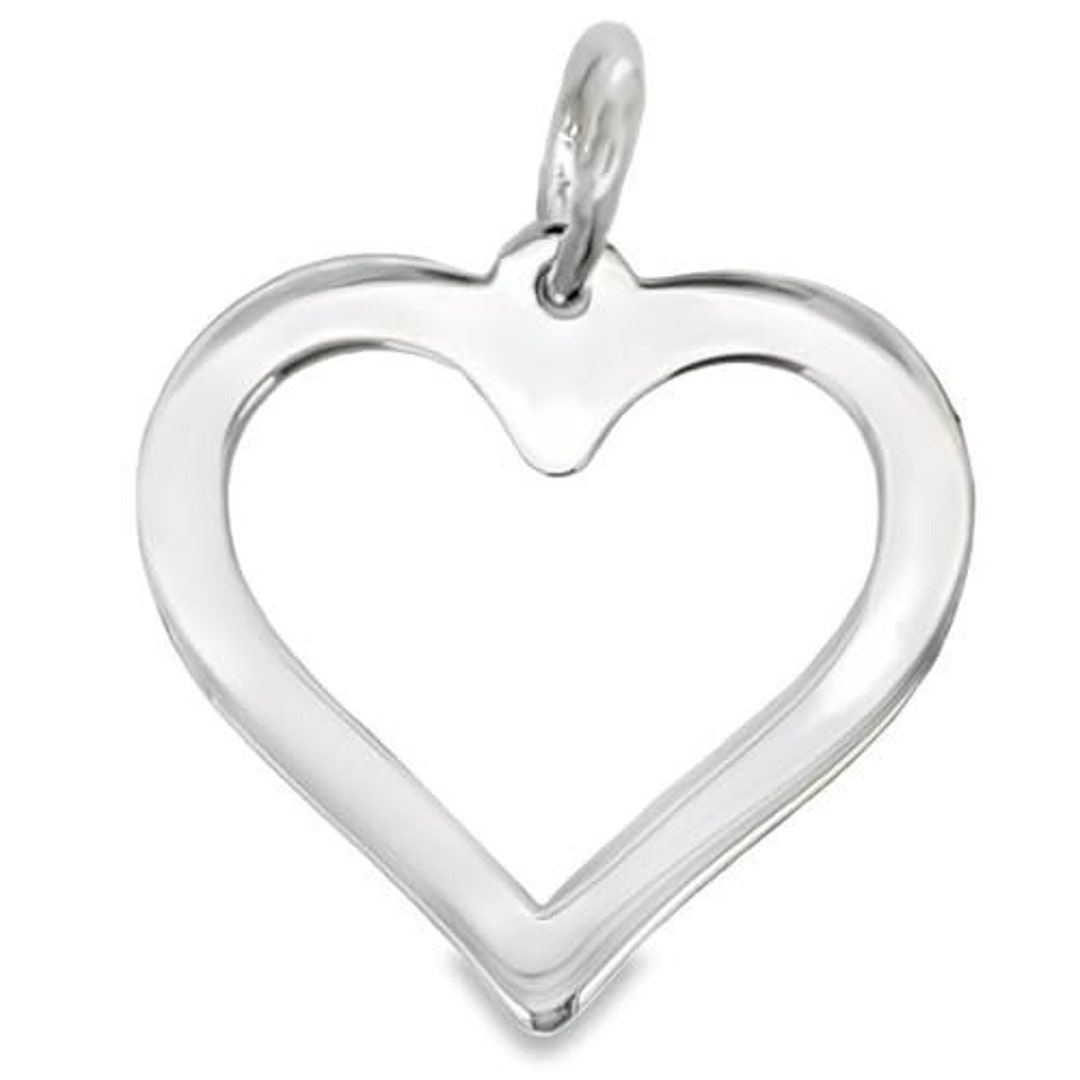 Heart With Center Heart Cutout Charm in Sterling Silver BCJ1034 - Etsy