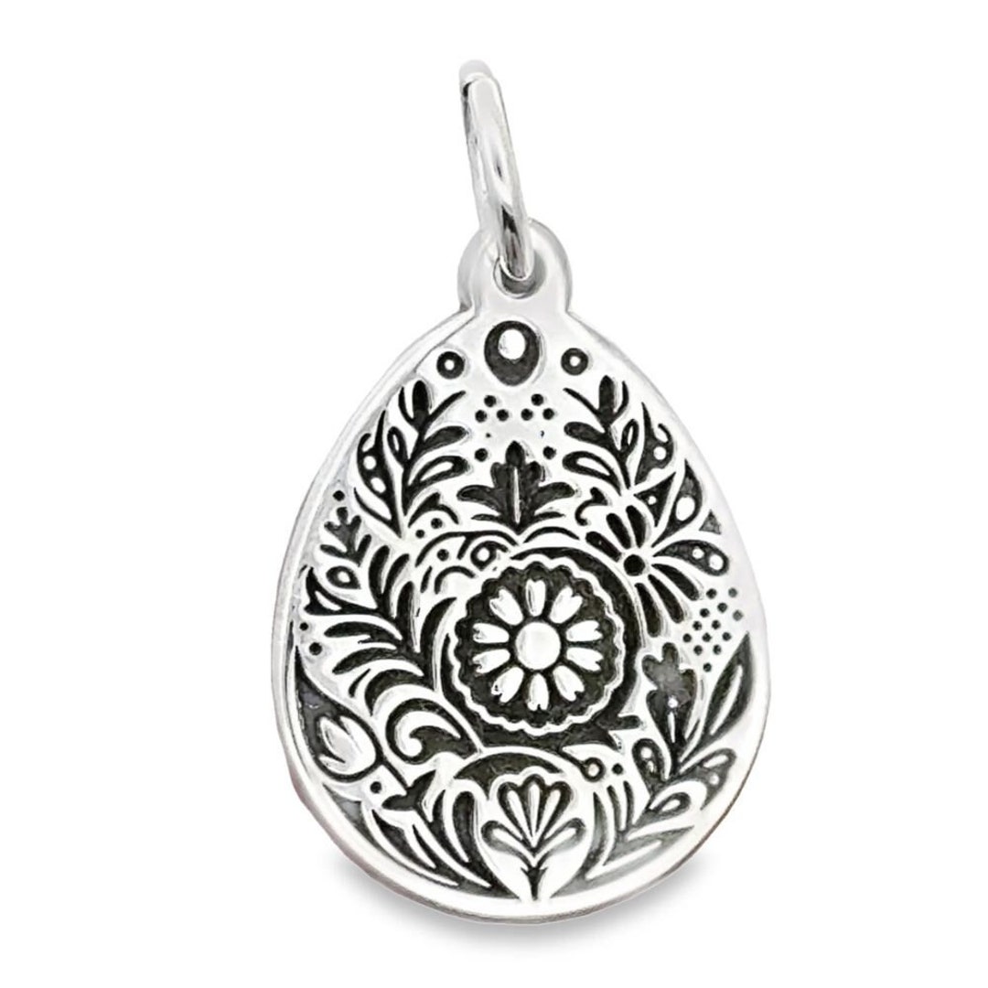 Floral Raindrop Charm in Sterling Silver BCJ1088 - Etsy