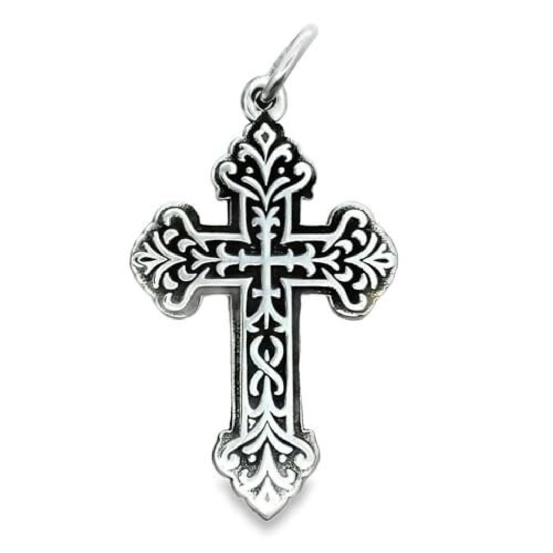 Elegant Scroll Design Cross Pendant in Sterling Silver BCJ1123 - Etsy