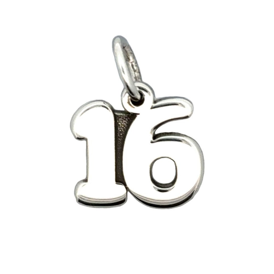 Number Sixteen 16 Charm in Sterling Silver BCJ1176 - Etsy