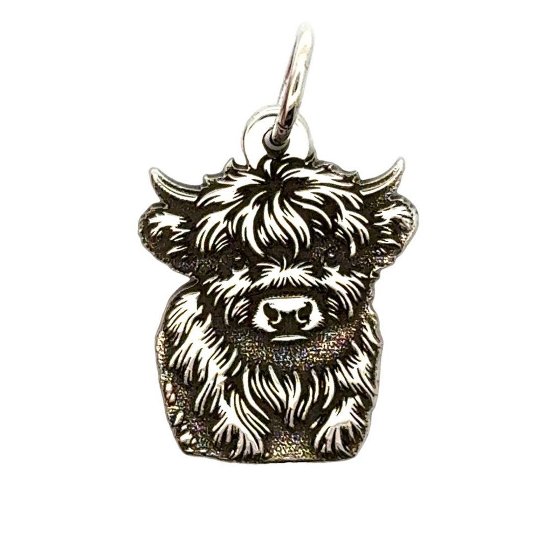 Fluffy Highland Cow Charm in Sterling Silver BCJ1178 - Etsy