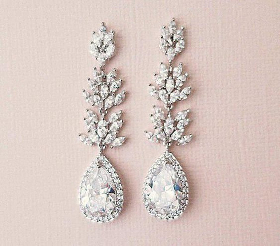 Crystal Bridal Earrings Drop Wedding Earring for Bride - Etsy