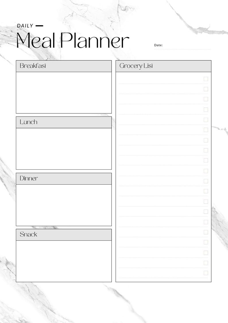 Minimalist Weekly Meal Planner - Digital and Printable - Etsy