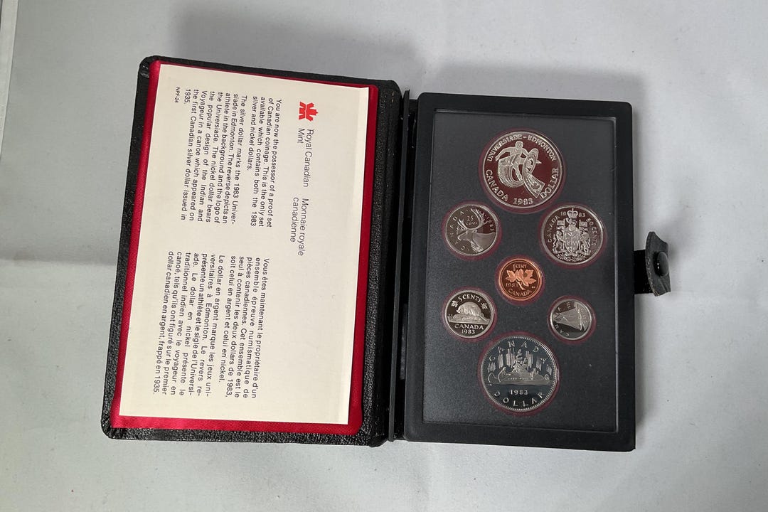1983 Royal Canadian Mint Double Silver Dollar Proof Coin Set, Royal Canadian Mint, RCM Coin Set ...