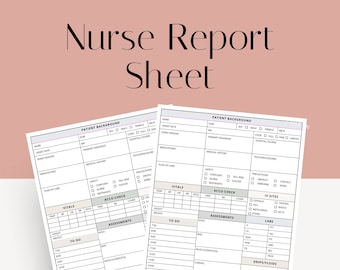 Simple Nursing Report Sheet Etsy