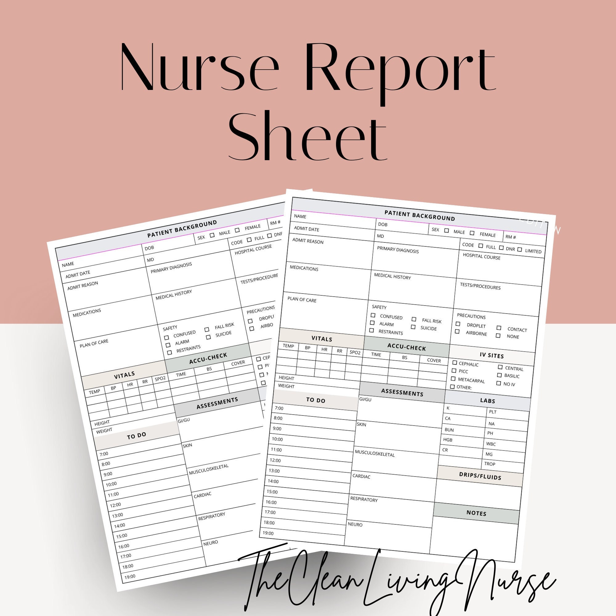 Nursing Report Sheet,nurse Report Sheet Medsurg,report Sheet for Nurses ...