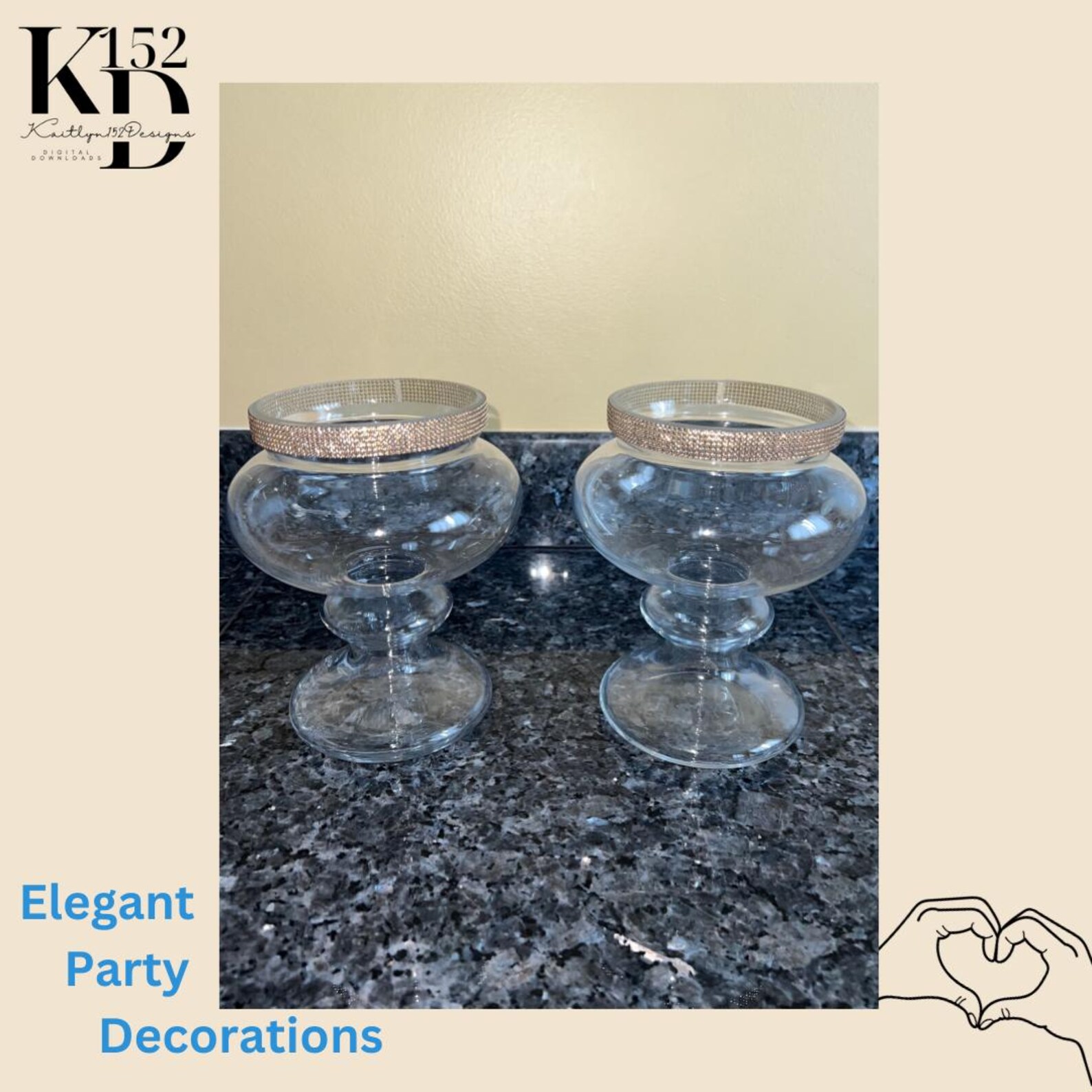 Curvy Glass Vase, Set of 2, Glass Jar, Centerpiece, Candy Table/buffet ...