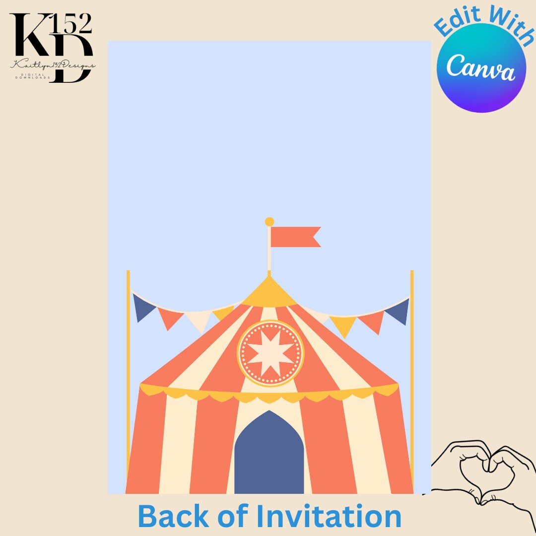 EDITABLE, Circus Theme Birthday Invitation, Digital Download, Canva ...