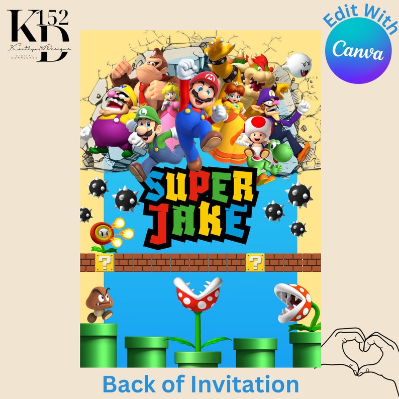 EDITABLE, Super Mario Theme Birthday Invitation, Digital Download ...